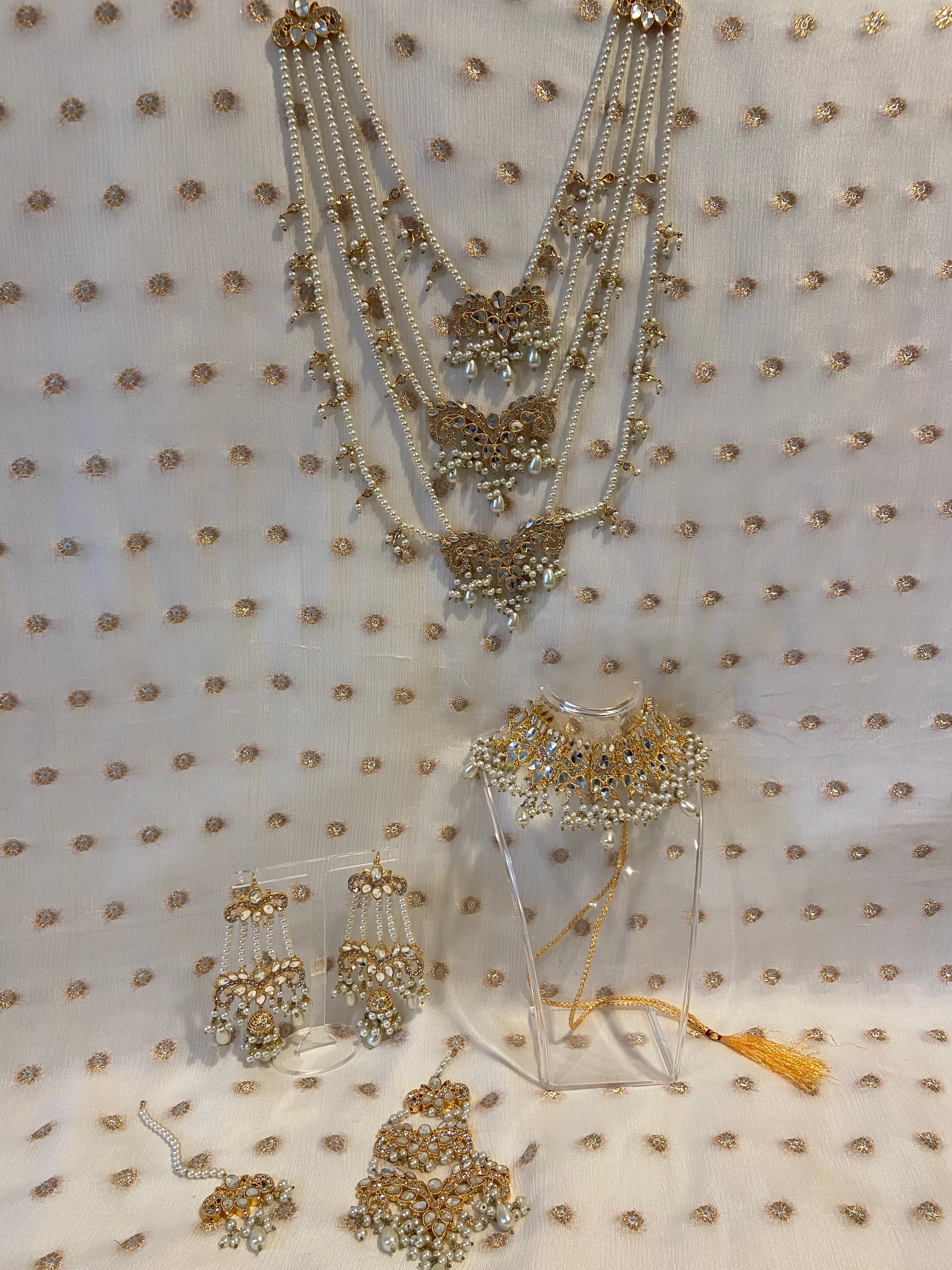 Mirror Rani Haar Bridal Haar Mala Set With Jhumar & Tikka - Etsy