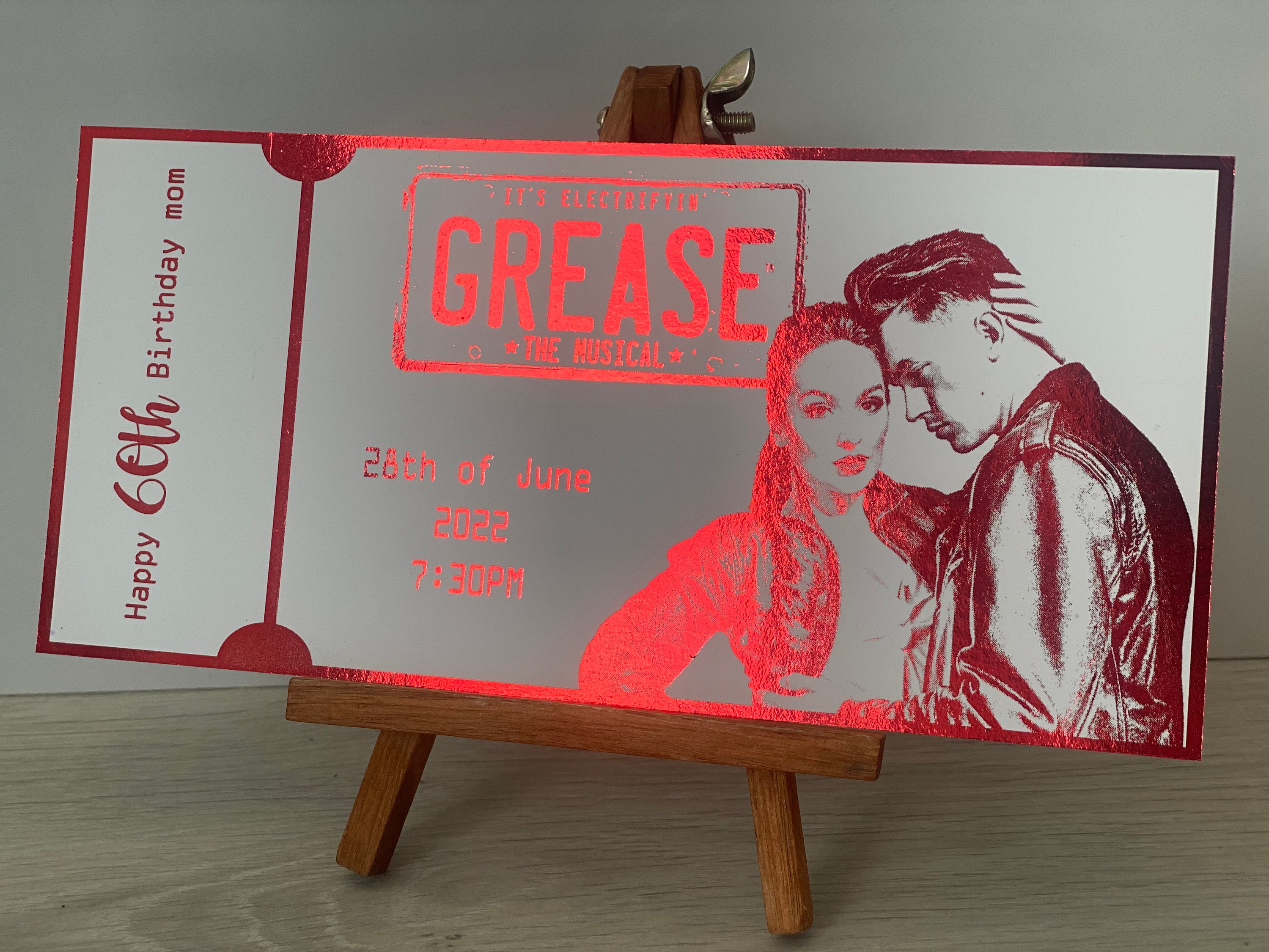 Foiled Theatre Ticket, Event, Theatre, Boarding Pass, Personalised Gift ...