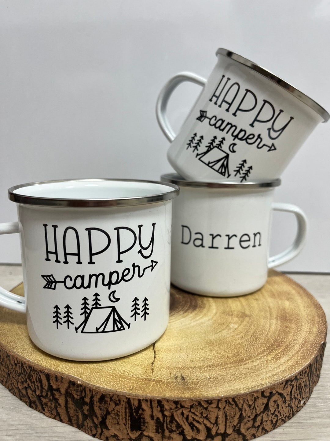 Personalised Camping Mugs, Tin Camping Cup, Happy Campers - Etsy