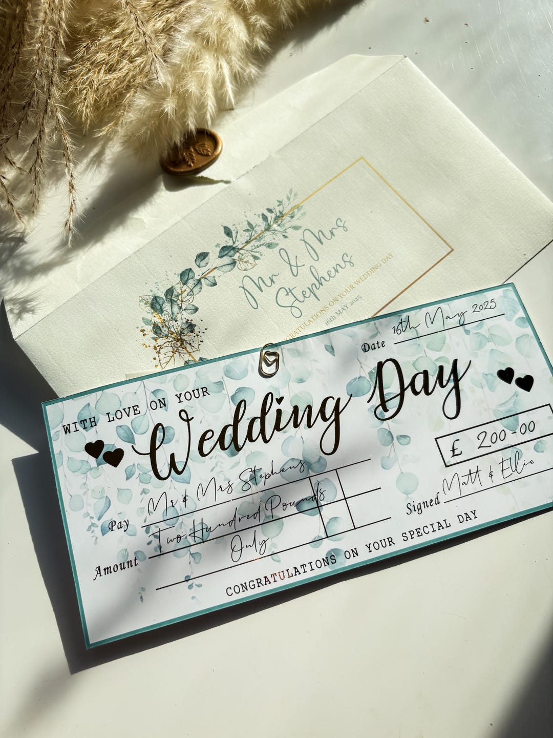 Wedding Money Wallet, Cash Gift Envelope, Cheque Wedding Gift for ...