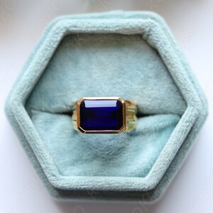 Unique Blue Sapphire Ring Solid 925 Sterling Silver Ring Men's Signet ...