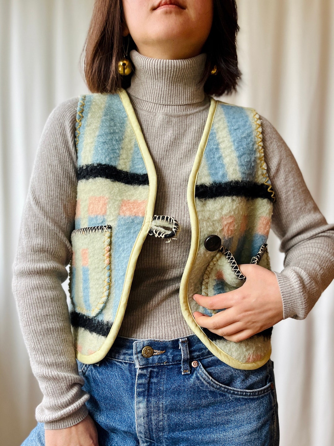 Repurposed Thick Boiled Wool Blanket Turns Huggy Gilet - Etsy