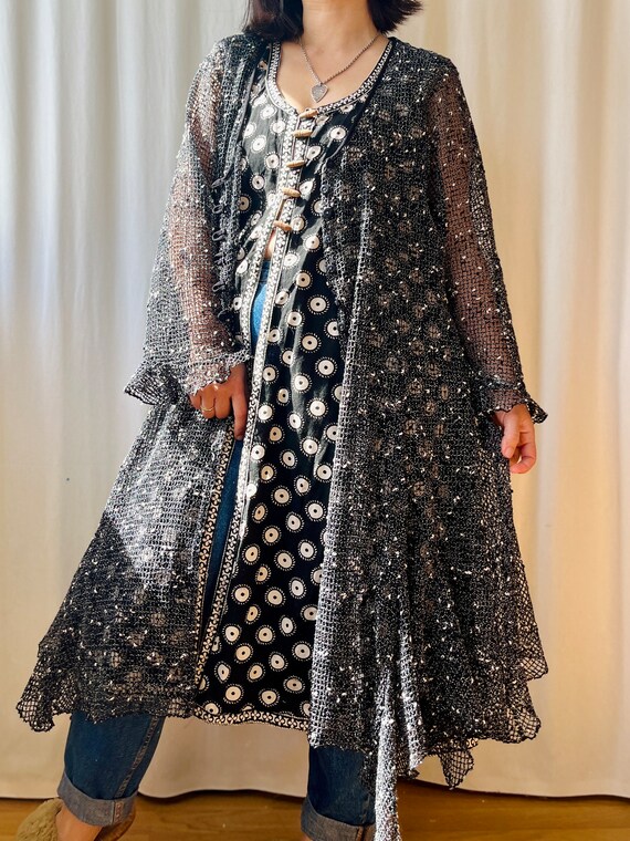 90s Crochet See Through Long Maxi Cardigan Angel Slee… - Gem