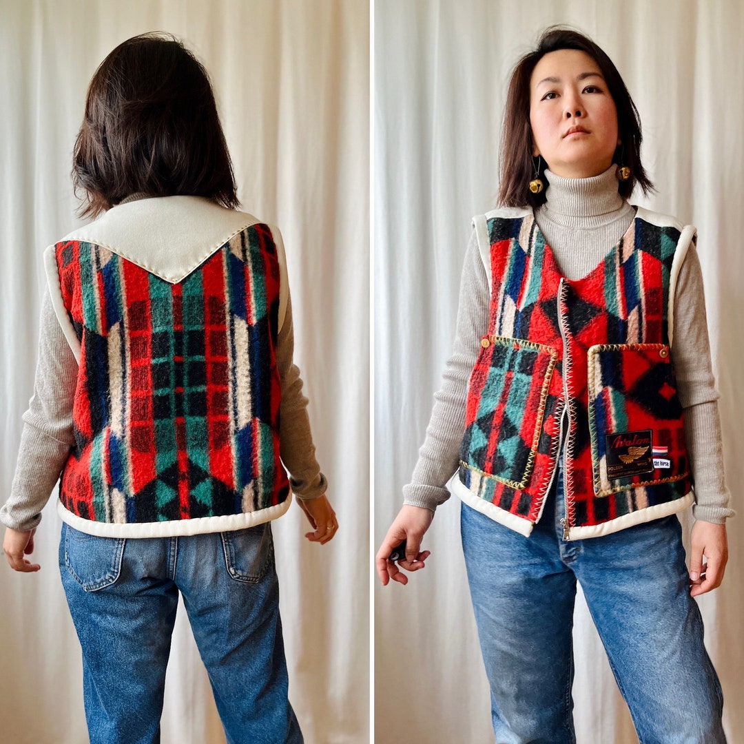 Repurposed Wool Blanket Turns Wild West Style Waistcoat Zipper Fully ...