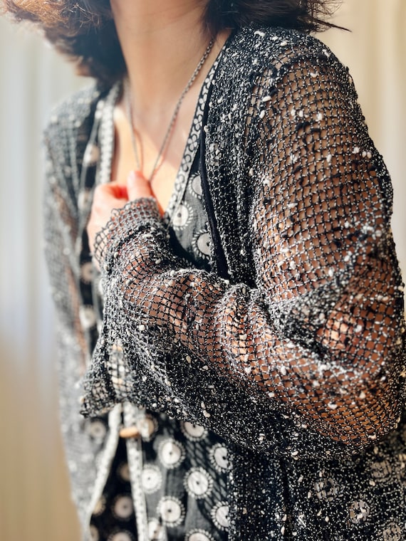 90s Crochet See Through Long Maxi Cardigan Angel Slee… - Gem