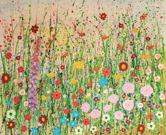 One of a Kind Art Flower Paintings Art Work Paintings | Etsy