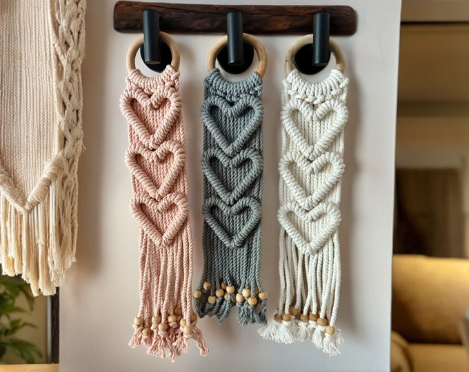 Cute Macrame Heart Wall Decor, Boho Chic House Decoration, Macrame Wall ...