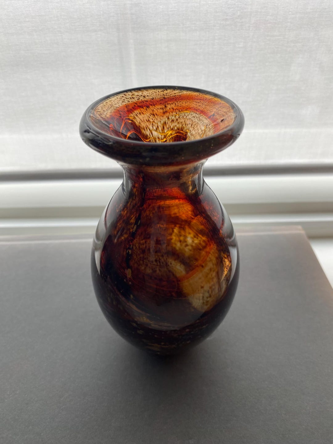 Handblown Speckled Brown Maltese Glass Decorative Vase by Mdina Signed ...