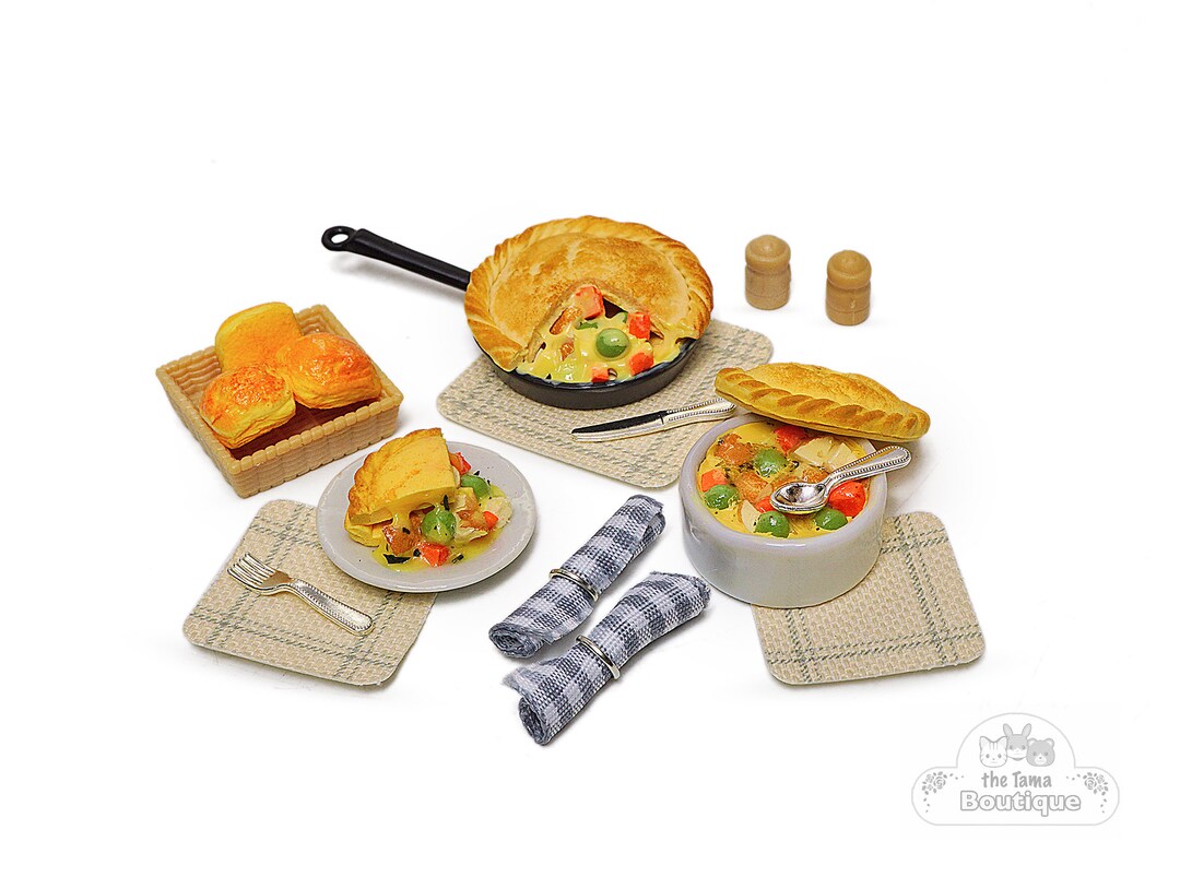 1:12 Dollhouse Miniature Calico Critters Food Vegetable Pot Pies - Etsy