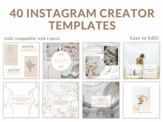 40 White Instagram Posts CANVA. Instagram Branding and - Etsy