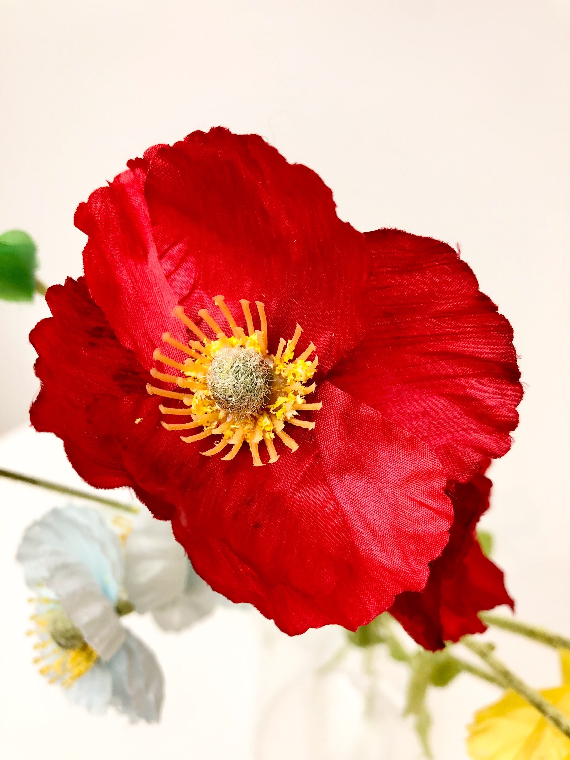 High Quality Artificial Poppy Flower Stem 6 different colours | Etsy