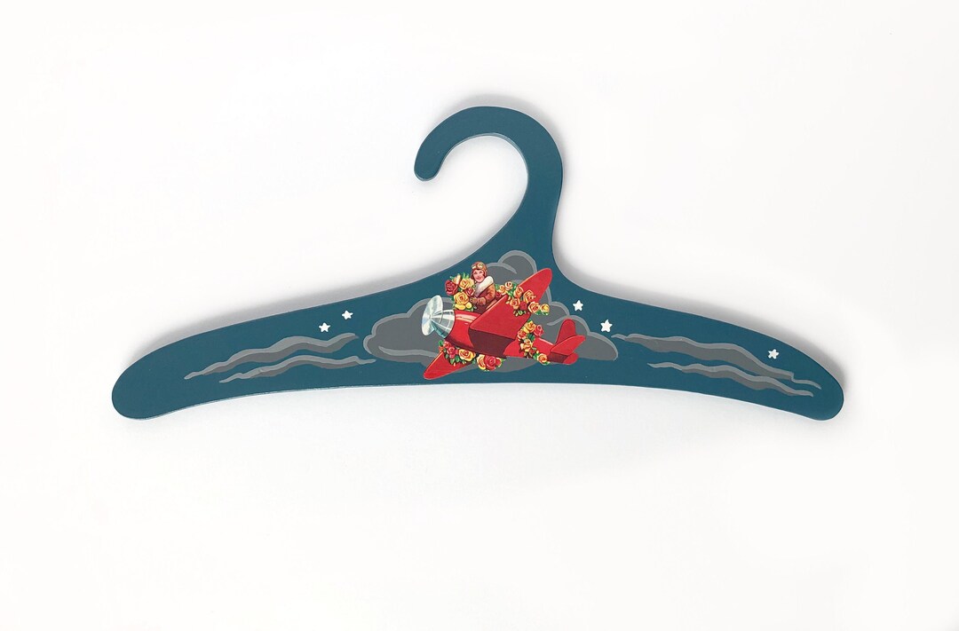 Handmade Dark Blue Hanger Decorated With Decoupaged Vintage Die-cut Red ...