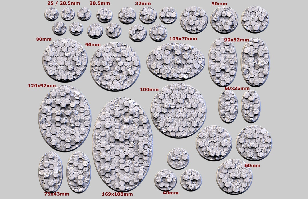 Basaltic Bases - Txarli Factory 2, 25mm, 28.5, 32, 40, 60, 80, 90, 100 Round Plus 60x35, 75x43 ...