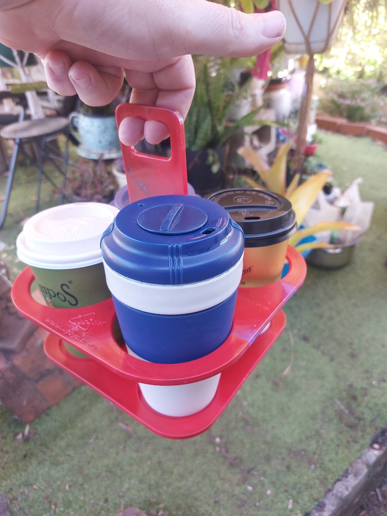 100% Recycled Reusable 4 Cup Takeaway Coffee Carrier - Etsy