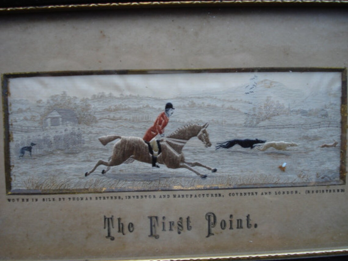 Antique Stevengraph Silk Woven Picture "the First Point" - Etsy