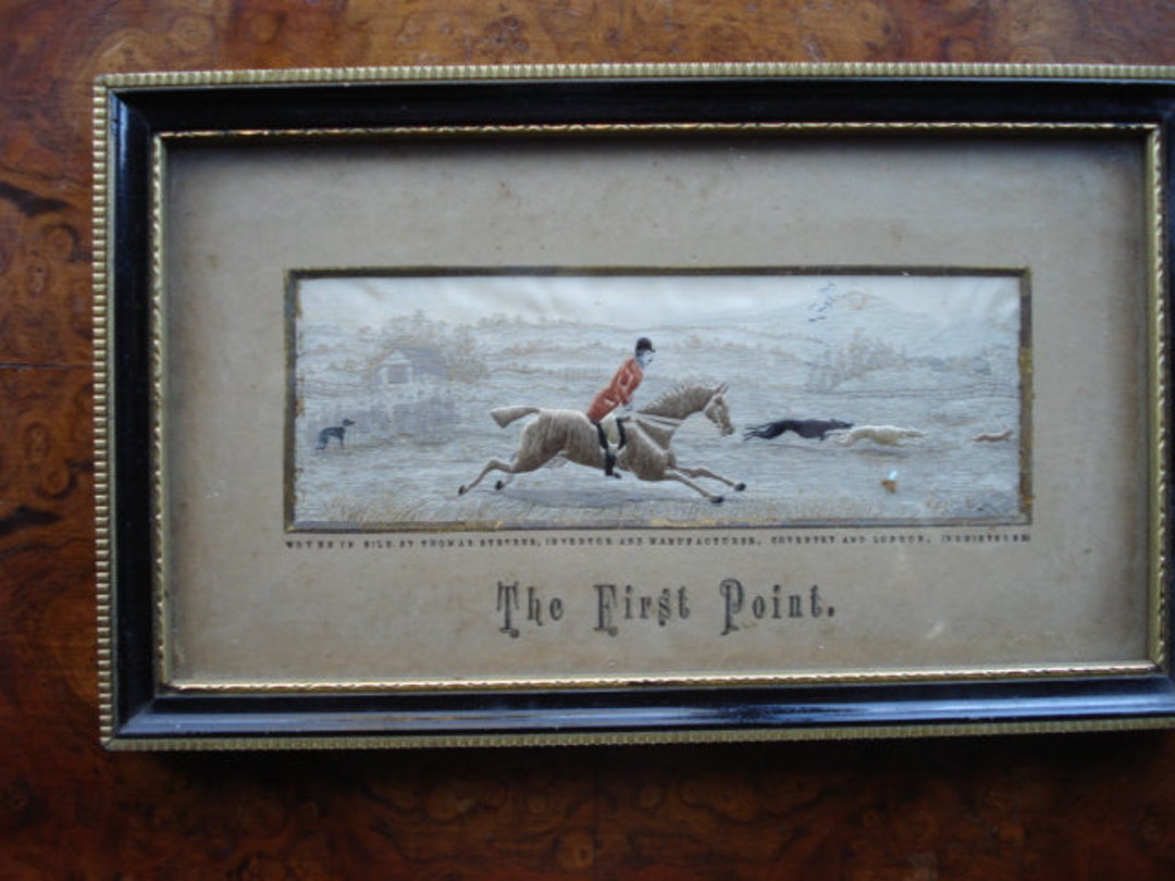 Antique Stevengraph Silk Woven Picture "the First Point" - Etsy