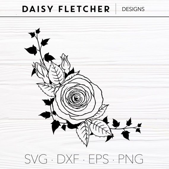Rose spray Valentine's SVG · Rose cut file SVG · Rose and Ivy SVG ...