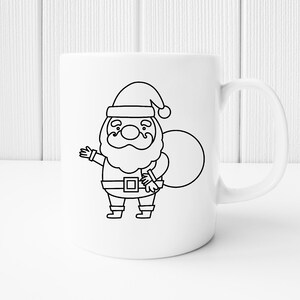 Santa & Elf Outline Clipart SVG Xmas Merry Christmas - Etsy