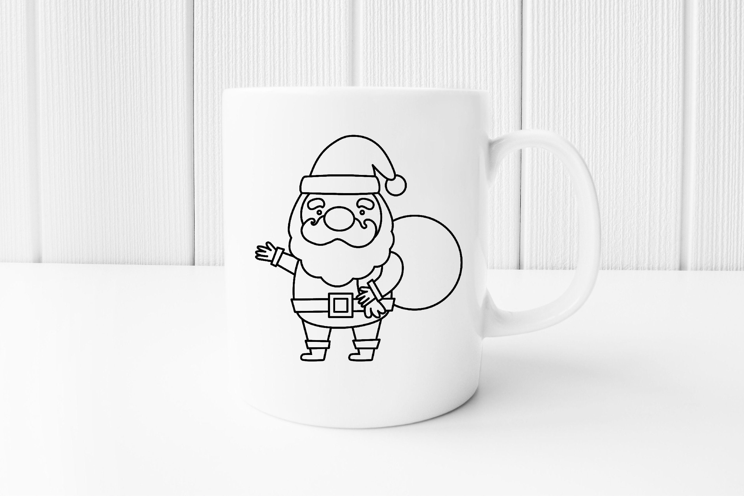 Santa & Elf Outline Clipart SVG Xmas Merry Christmas - Etsy