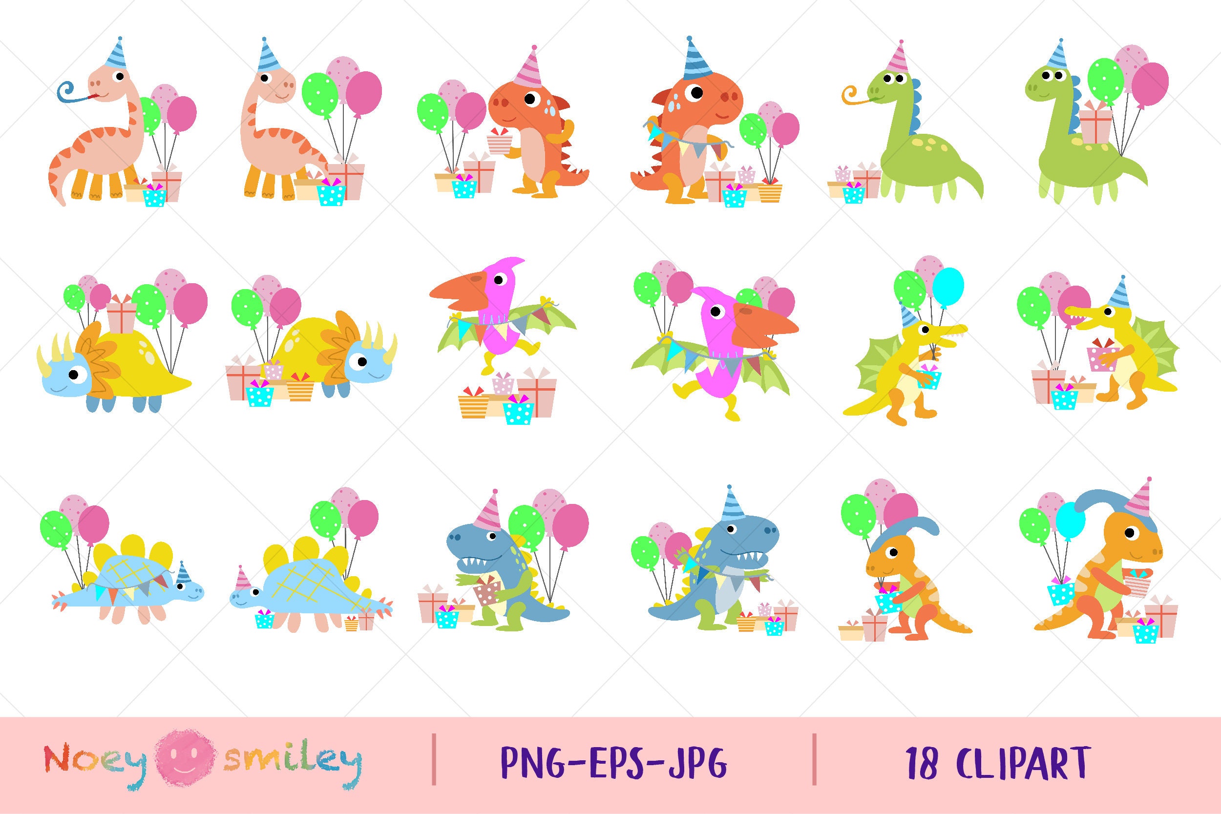 Dinosaur Party Clipart. Happy Dino Png - Etsy