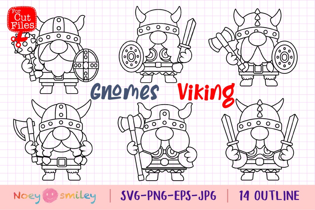 Gnomes Viking Outline Clipart SVG Digital Stamp - Etsy Canada