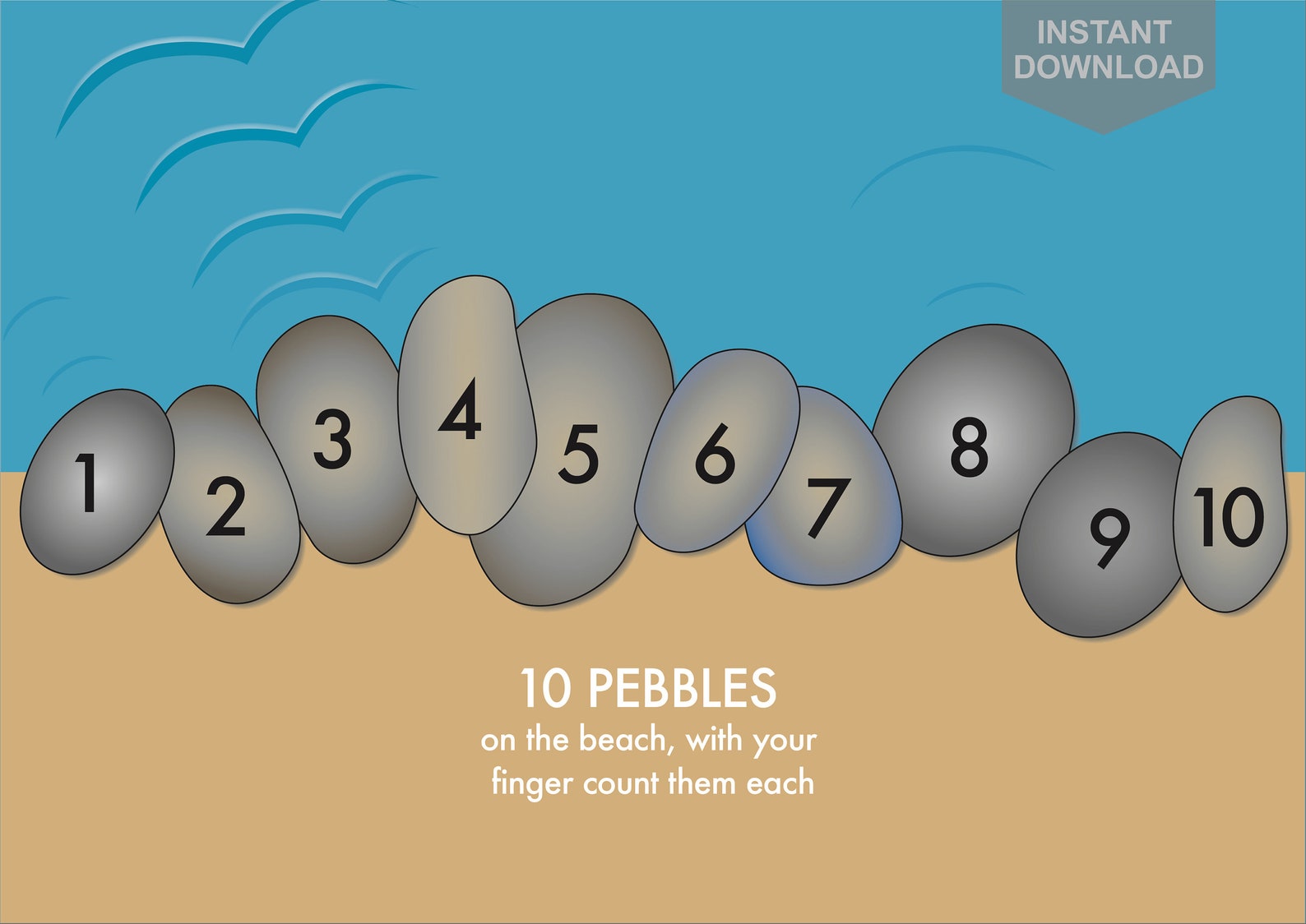 1-10 Counting Pebbles Preschool Number Line 1-10 - Etsy