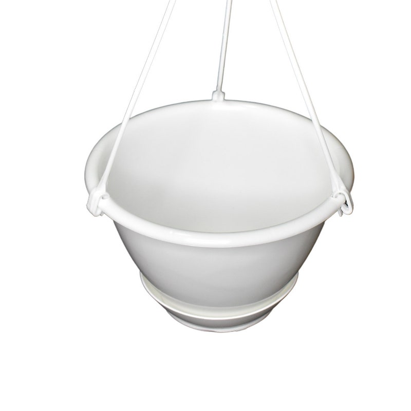 16" White Hanging Basket - Etsy