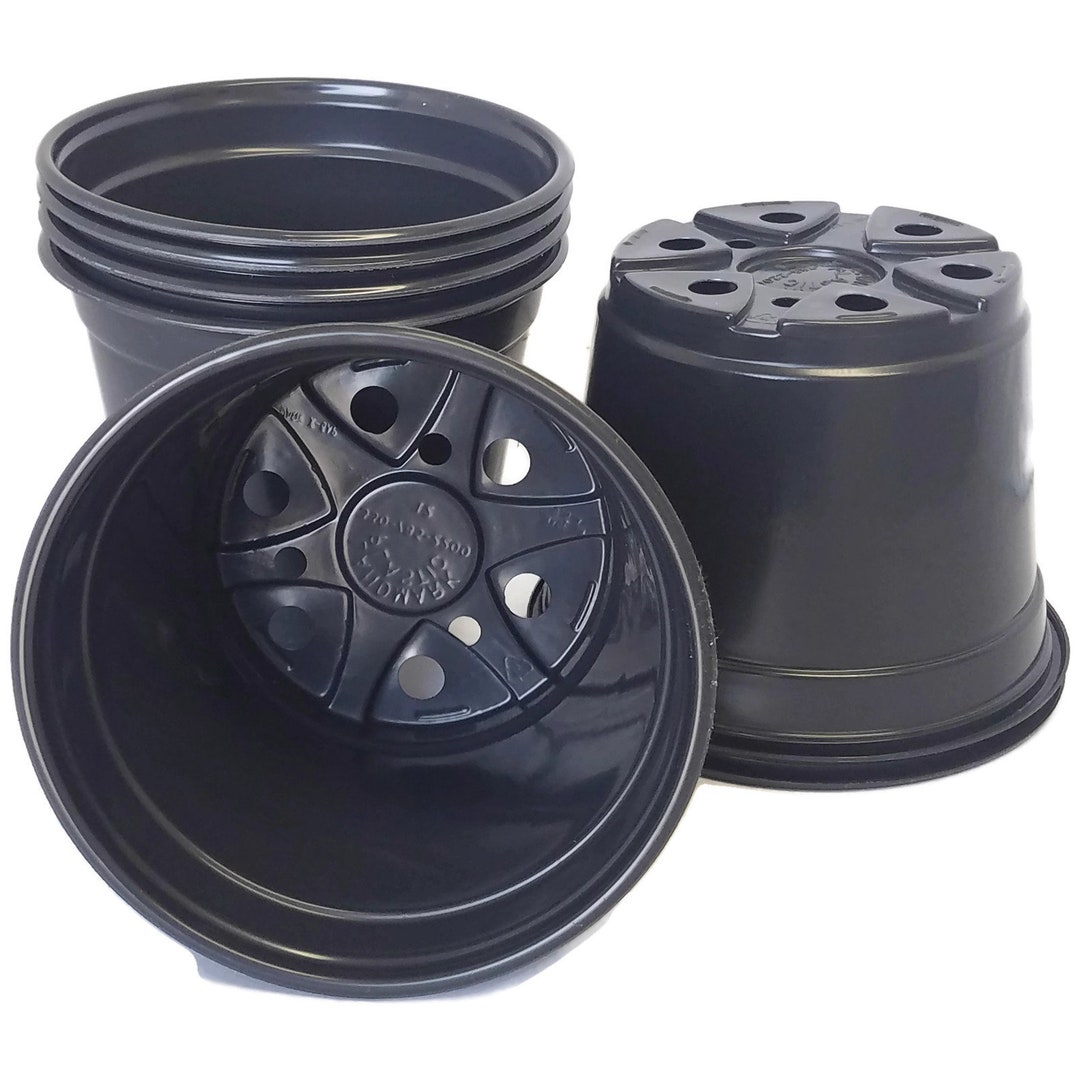 6 Inch Black Plastic Nursery Pots - Greenhouse Pots - Lightweight ...