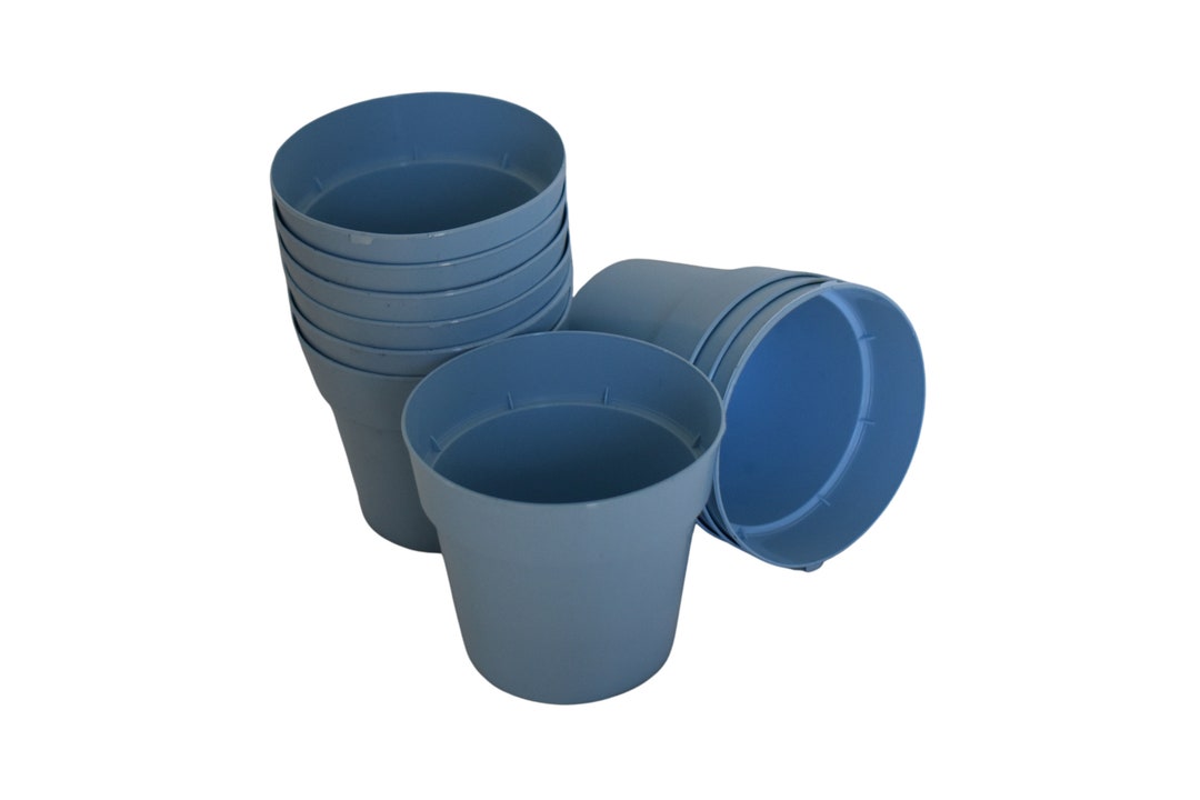 3 Small Round Hard Plastic Flower Pots Light Blue - Etsy