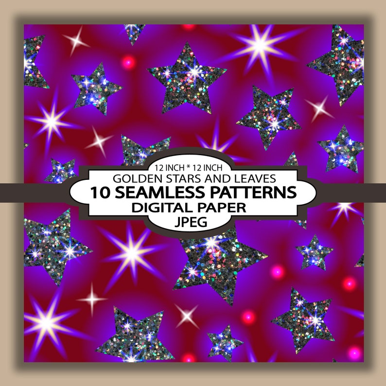 Hand Drawn Shining Stars and Leaves, Colourful Backgrounds, Digital ...