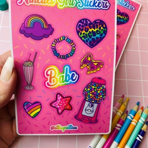90s Sticker Sheet - Nineties Girl Sticker Sheet 9 Throwback Designs ...