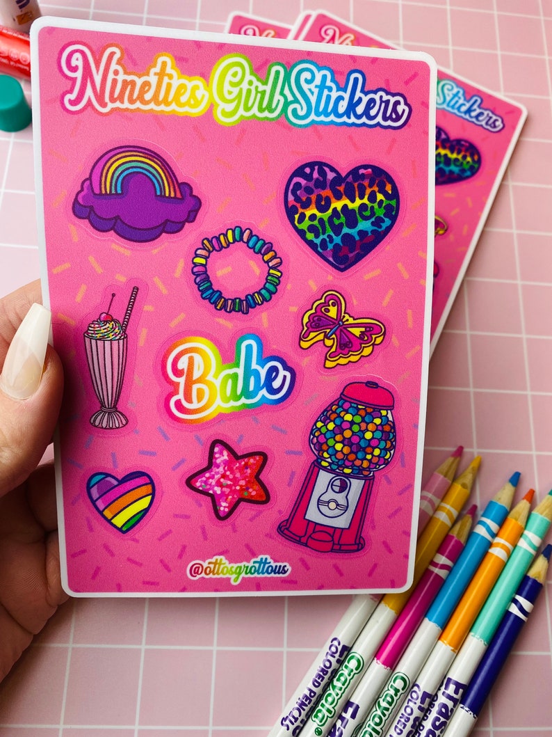 90s Sticker Sheet Nineties Girl Sticker Sheet 9 Throwback - Etsy