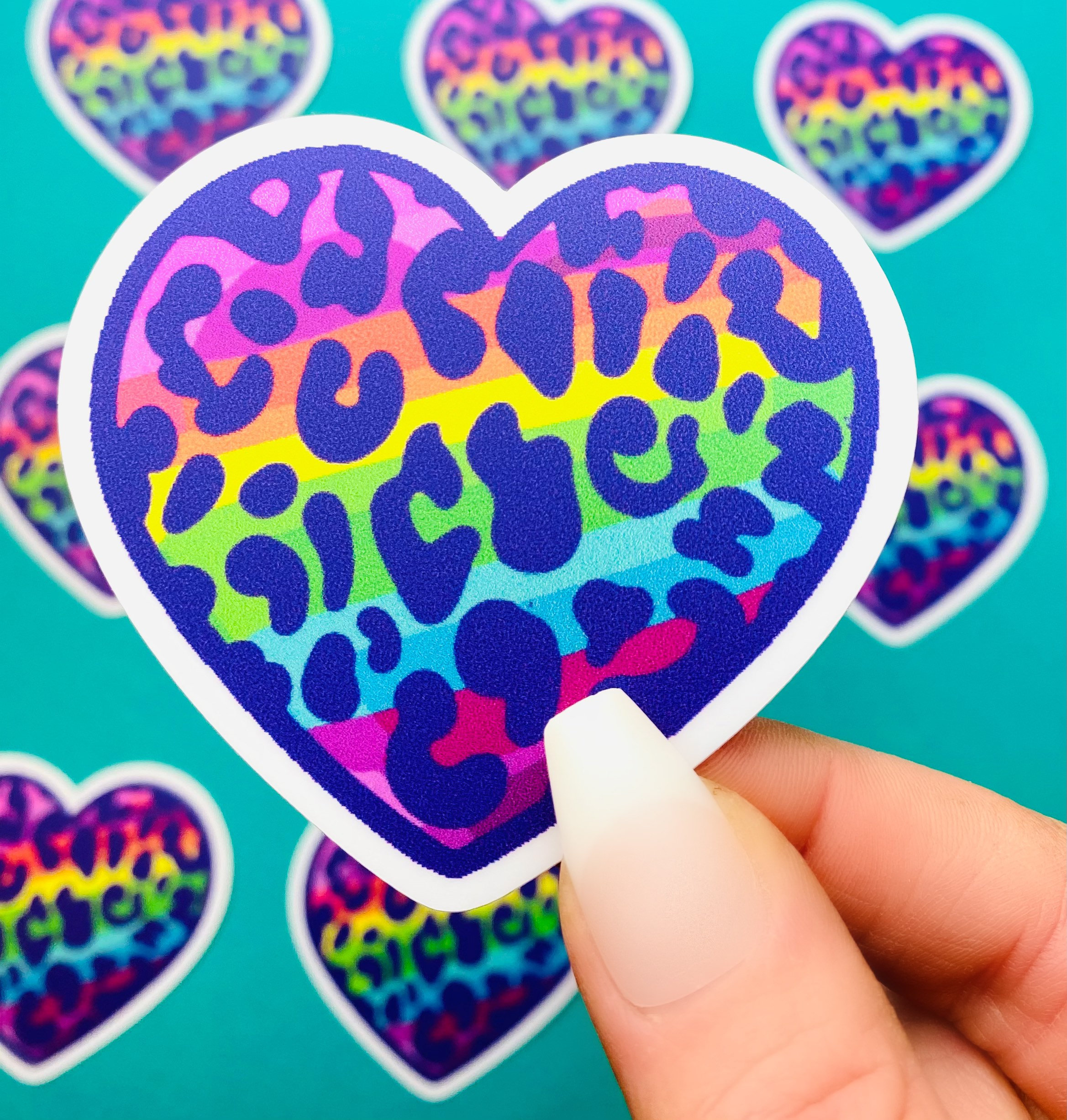 Rainbow Zebra Print Heart