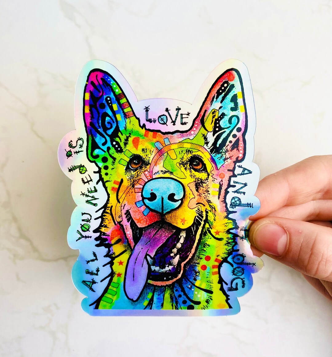 German Shepherd LOVE Sticker HOLOGRAPHIC Officially Licensed Dean Russo ...