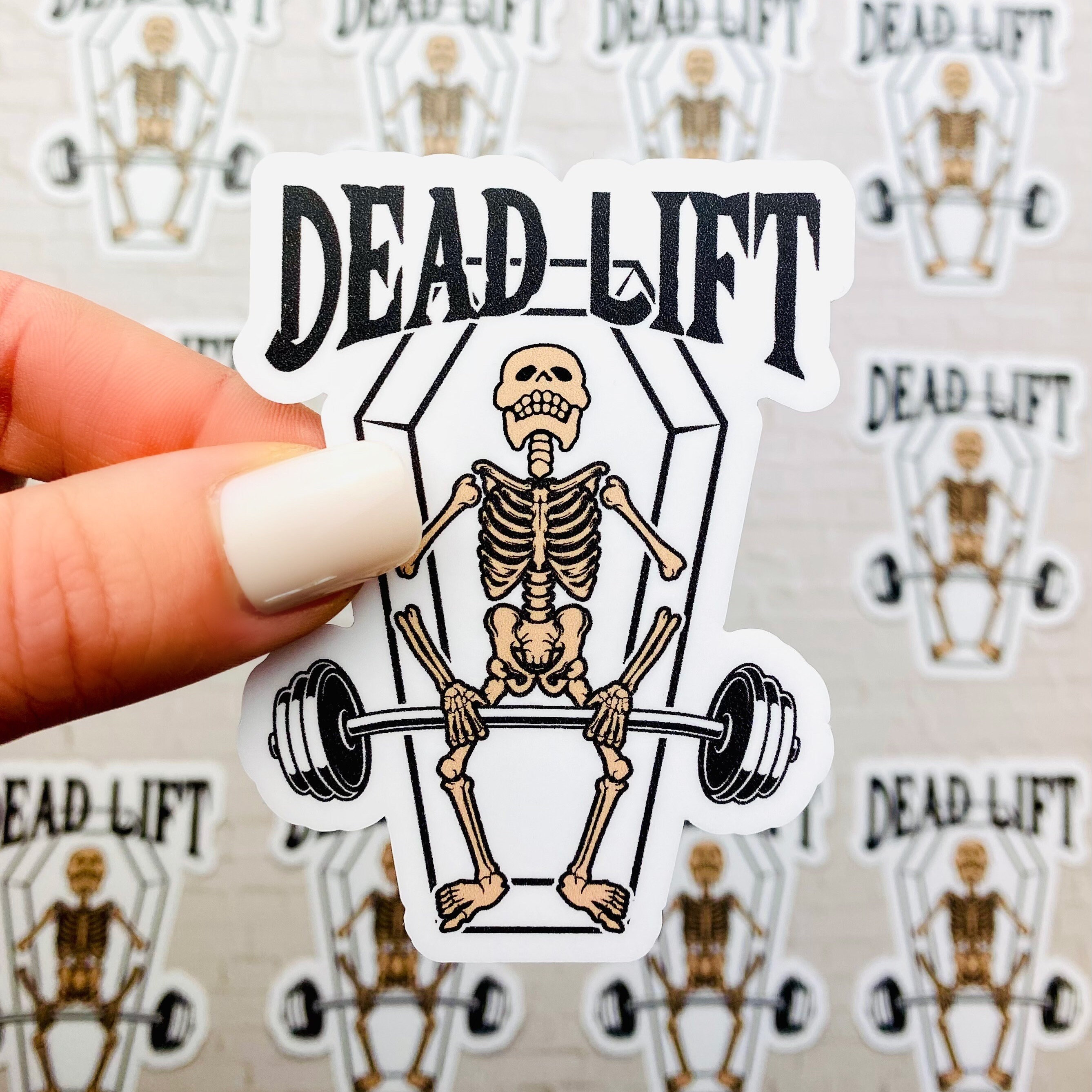 Dead Lift Sticker - Funny Skeleton Coffin Weightlifting Joke Sticker ...