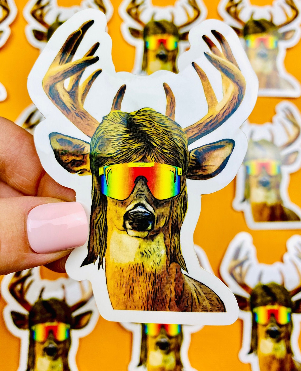 Funny Deer With a Mullet Sticker for Hunters Hunting Fans - Etsy