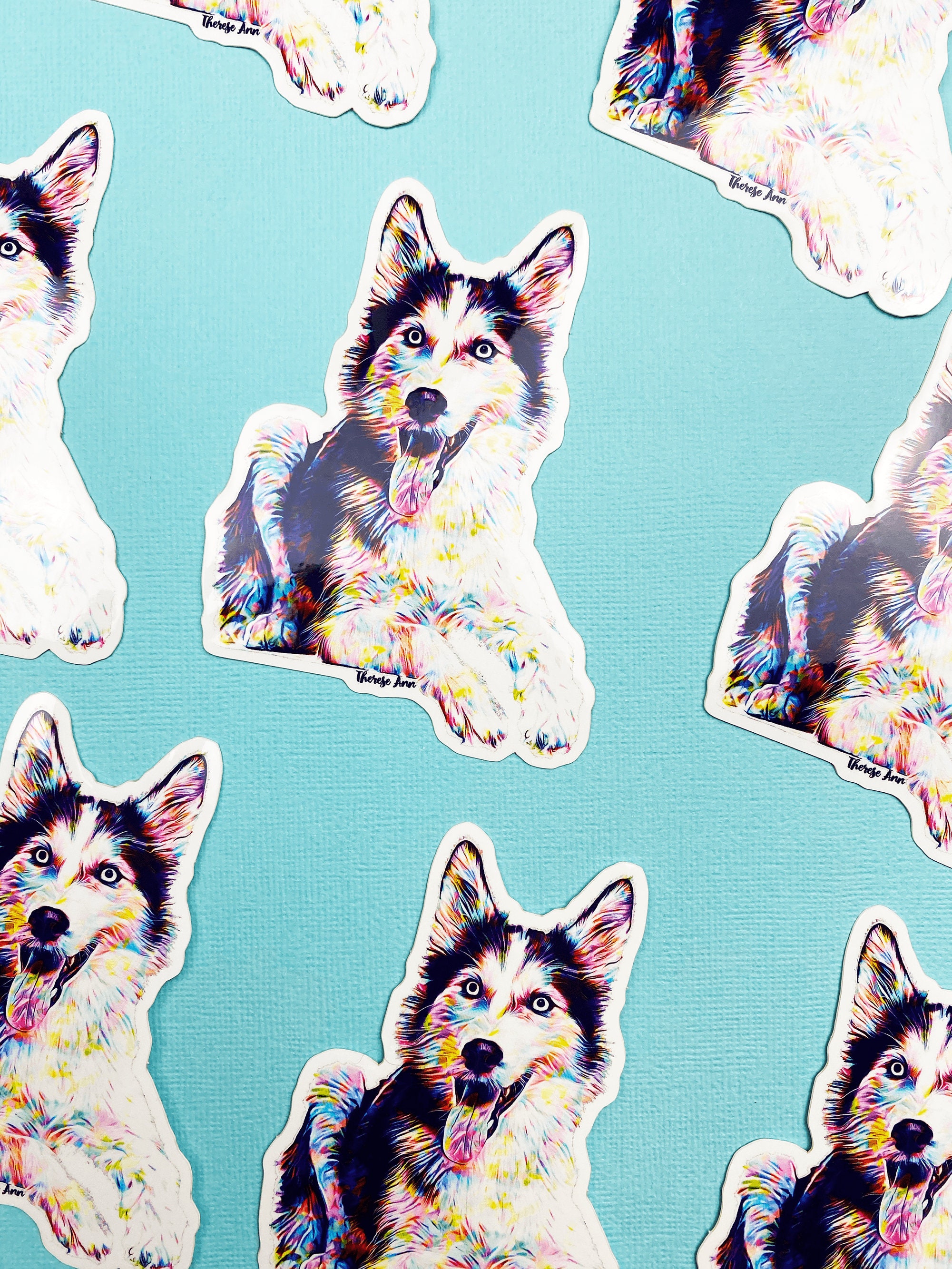 Colorful Abstract Husky Sticker: Waterproof Vinyl Decal - Etsy