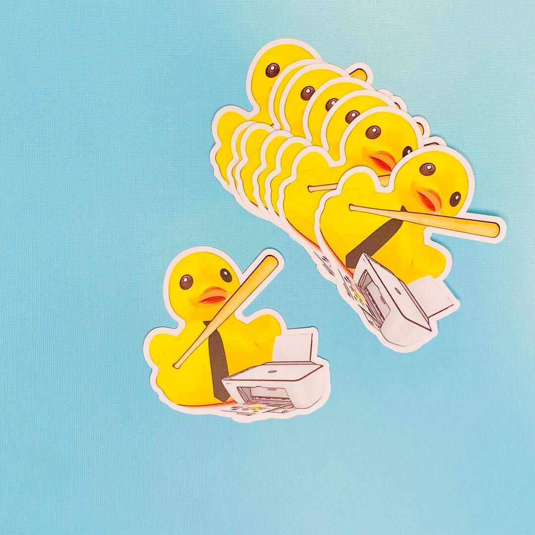Funny Duck Smashing Printer Sticker - Weatherproof Vinyl Office Humor ...