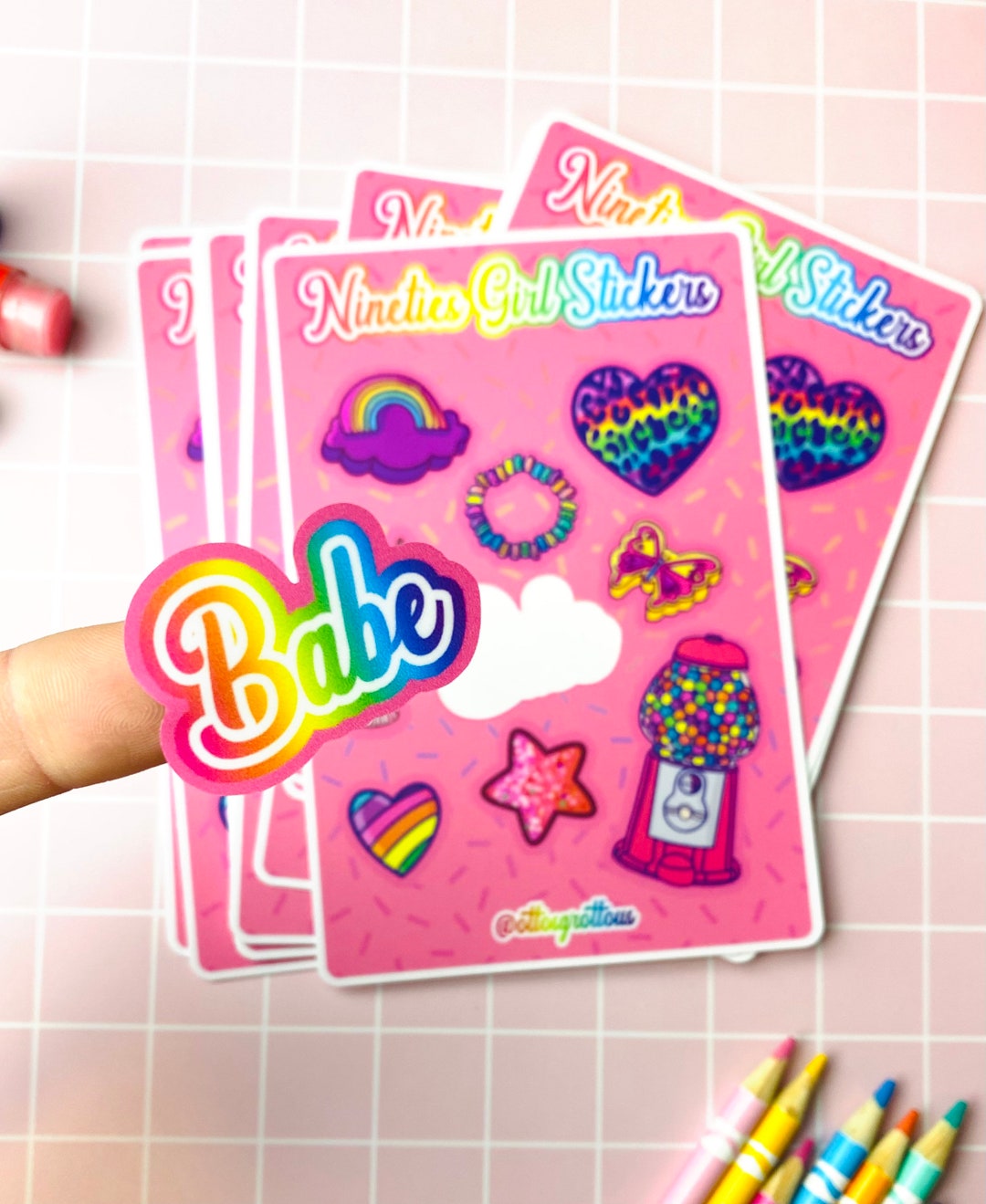 90s Sticker Sheet - Nineties Girl Sticker Sheet 9 Throwback Designs ...