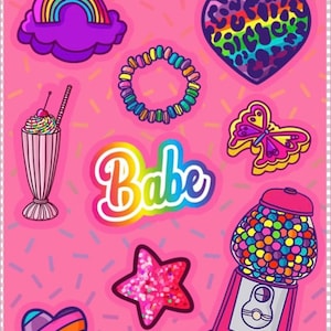 90s Sticker Sheet - Nineties Girl Sticker Sheet 9 Throwback Designs ...