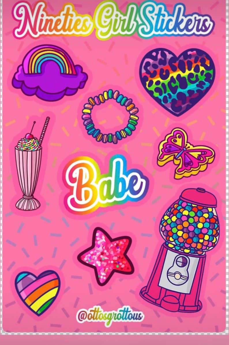 90s Sticker Sheet Nineties Girl Sticker Sheet 9 Throwback - Etsy