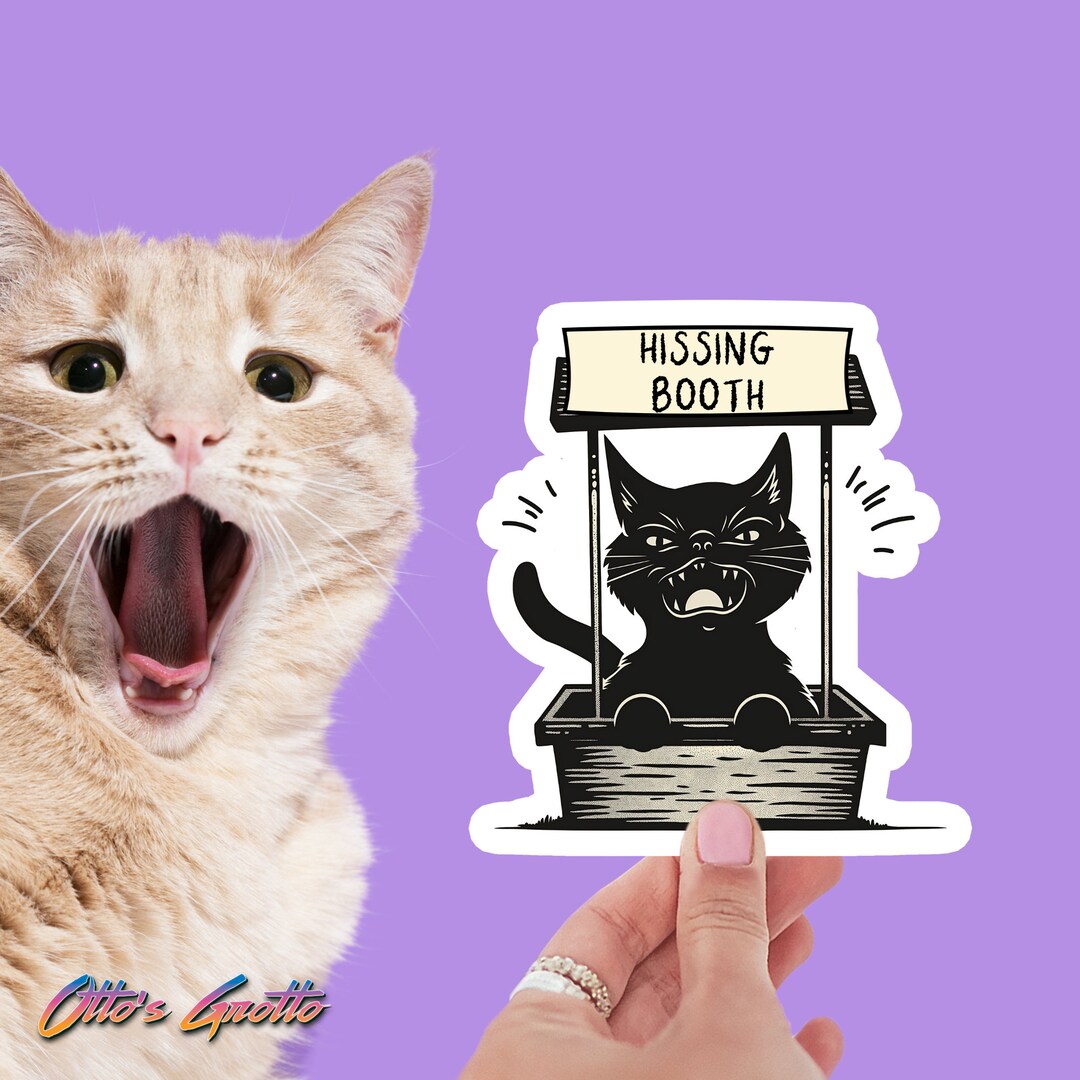Funny Hissing Booth Cat Sticker - Waterproof Feline Decal - Etsy