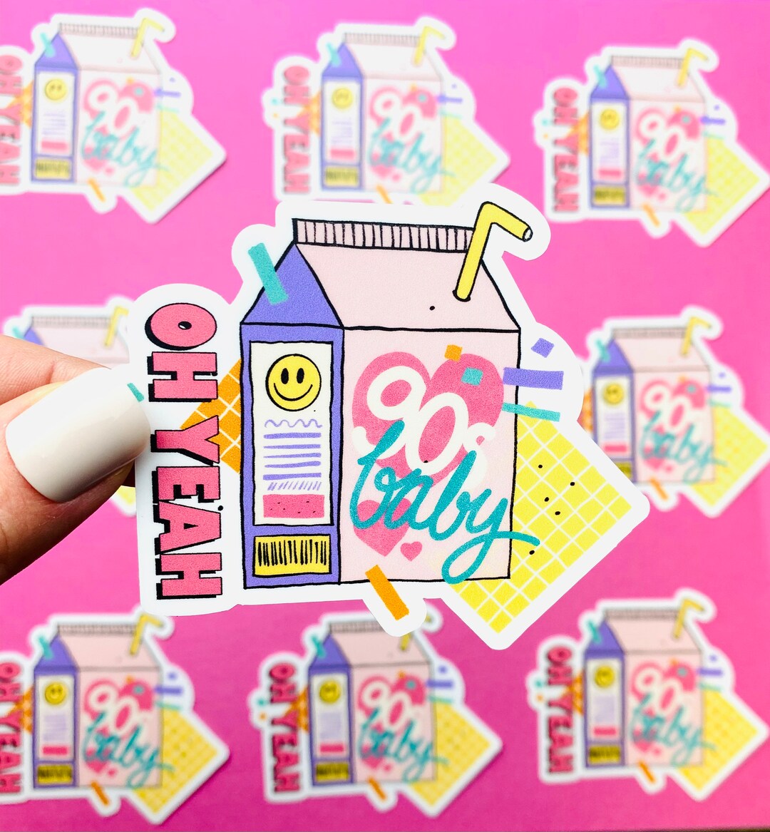 90s Baby Milk Carton Sticker: Waterproof Vinyl, Memphis Style - Etsy