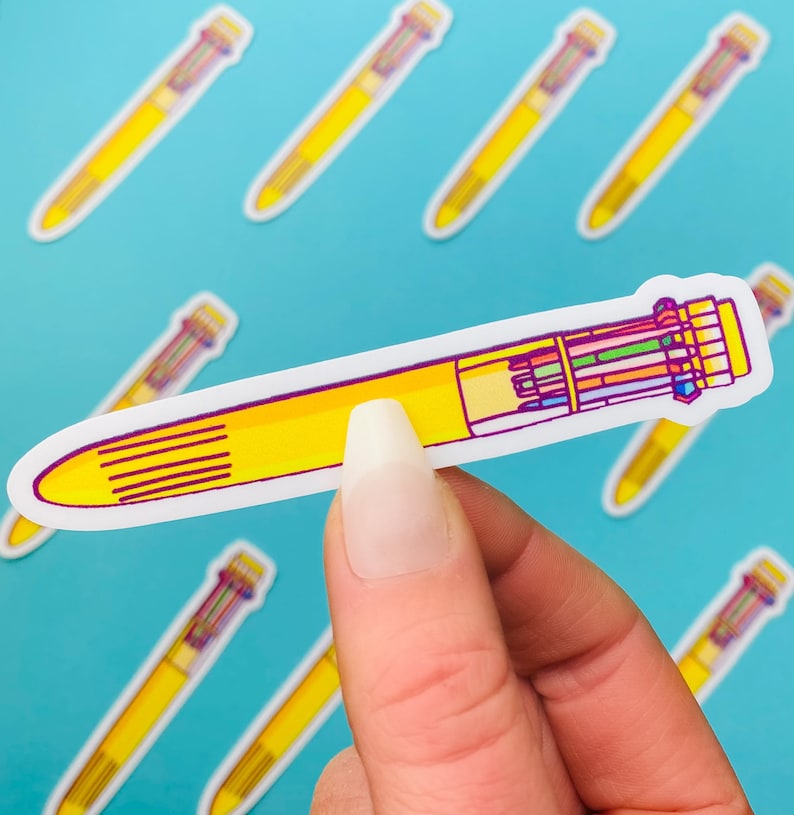 90s Sticker Rainbow Click Pen nineties Aesthetic Stickers - Etsy