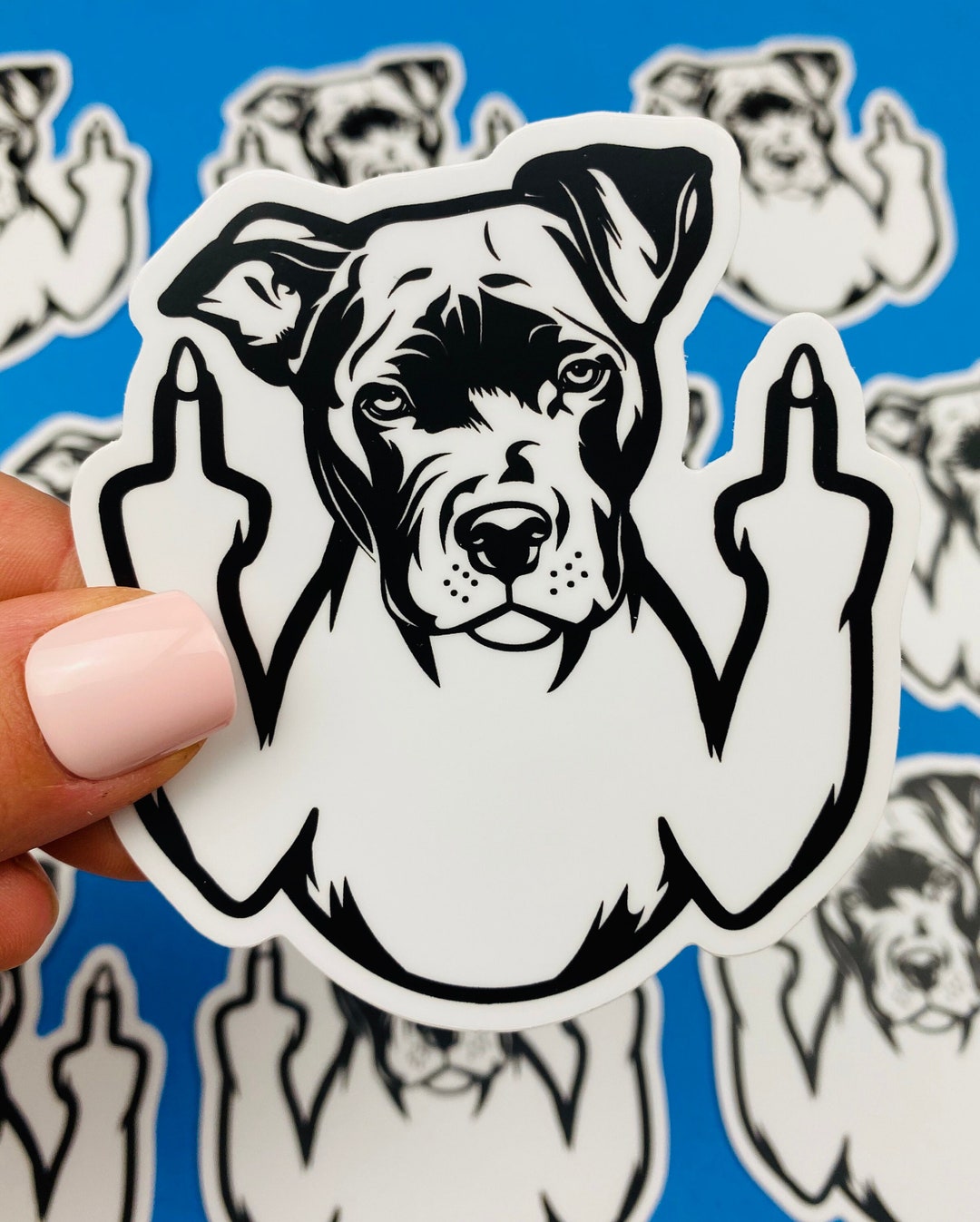 Pitbull Sticker, Pitbull Decal, Pitbull Middle Finger Sticker, Pitty ...