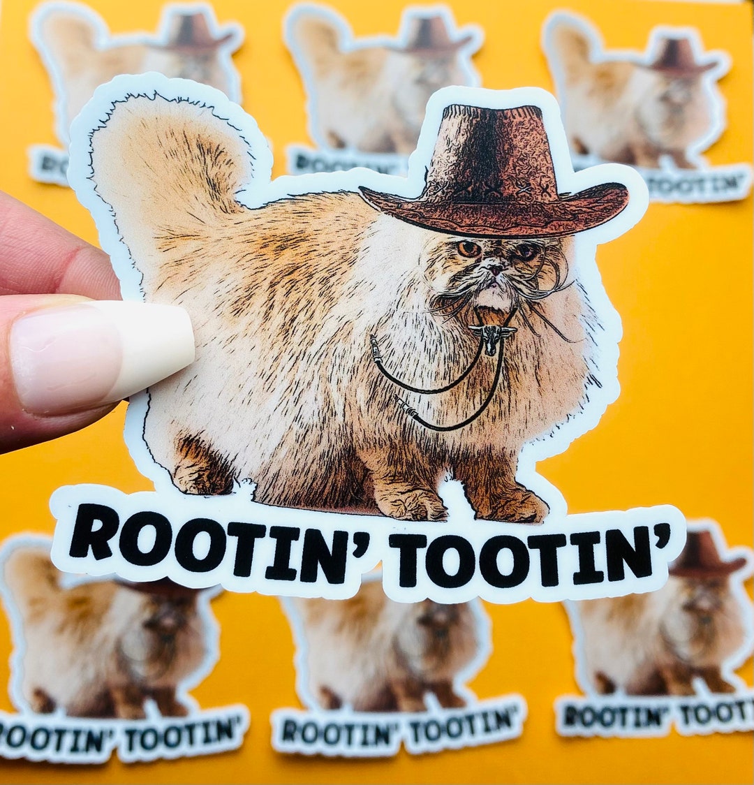 Rootin' Tootin' Cowboy Cat Sticker for Country Living Cat Cowboy Hat ...