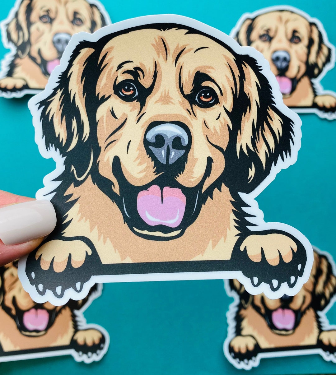 Golden Retriever Sticker Colorful Abstract Cute Golden Retriever Dog ...