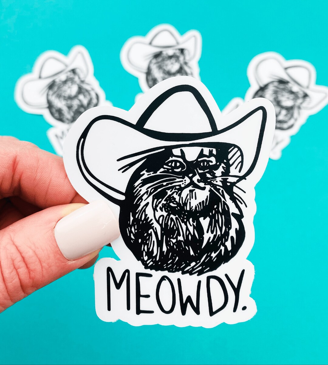 Meowdy Cat Sticker for Country Living Cat Cowboy Hat Sticker Country ...