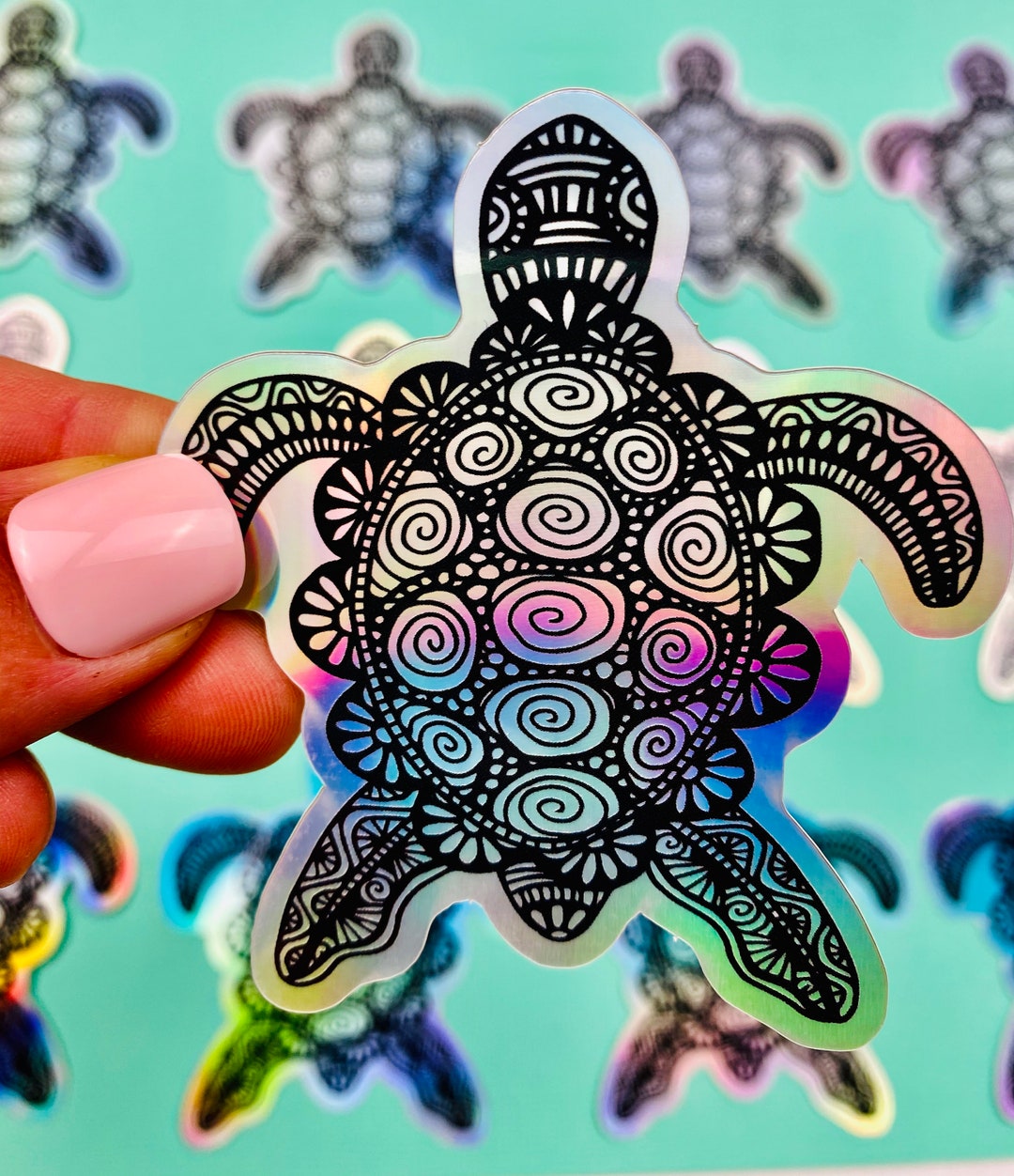 Sea Turtle Sticker Boho Turtle Sticker With Holographic Effect ...