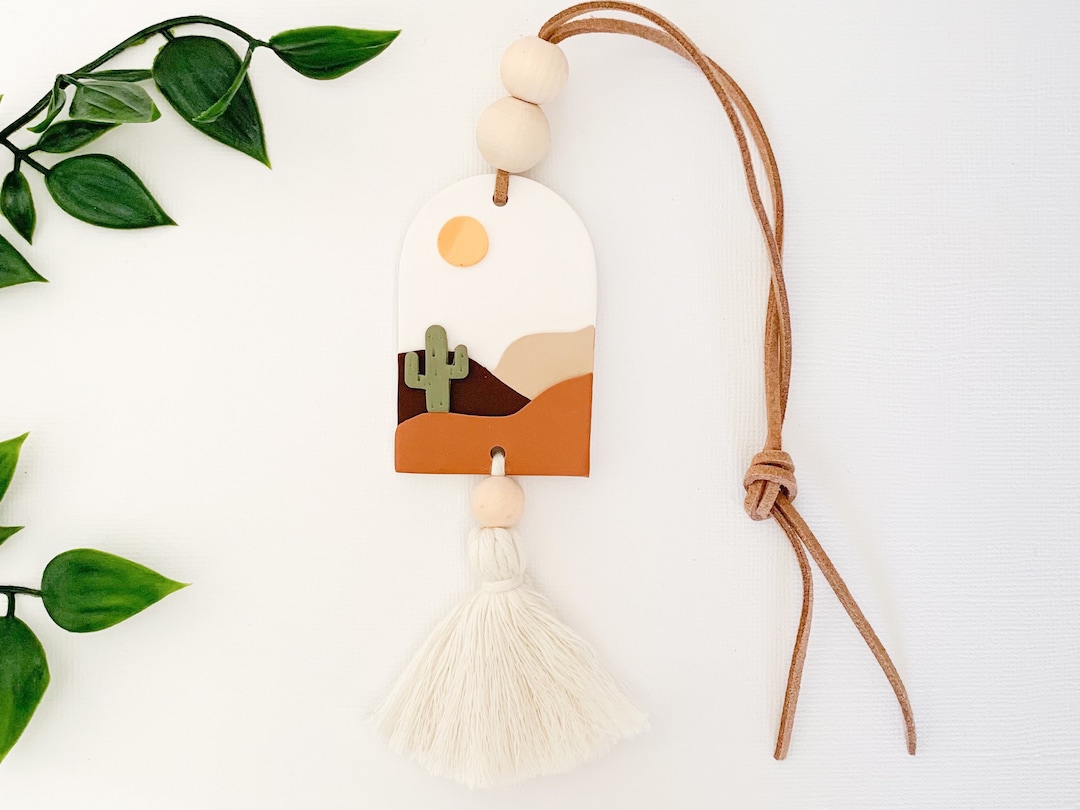 Sunset Boho Car Accessories, Boho Car Decor, Car Mirror Hanging ...